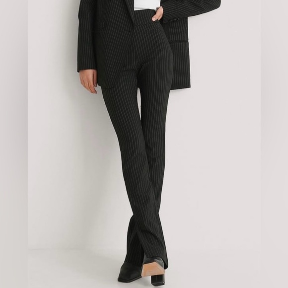 Na-Kd | Pants & Jumpsuits | Nakd Black Pinstripe Slip Pant With Split ...